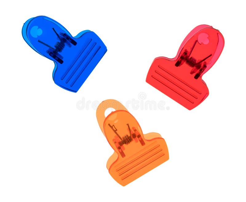 Plastic Bag Clips on a White Background Stock Photo - Image of blue ...