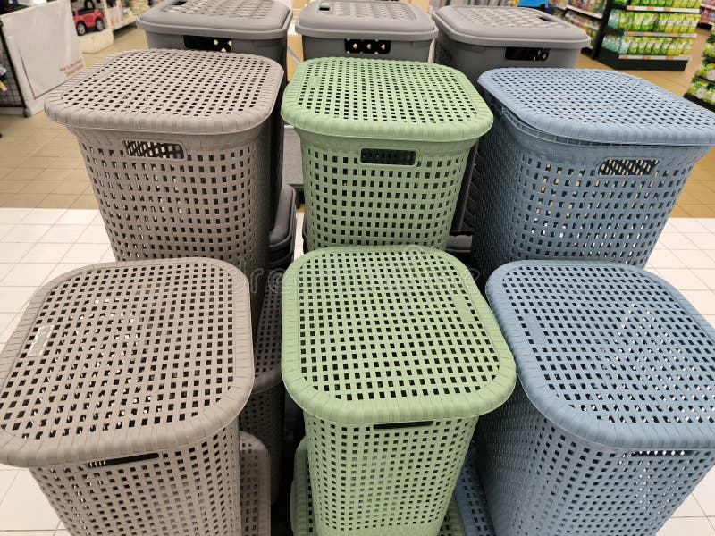 Plastic Clothes Basket Stacking in a Shopping Center in Medan City ...