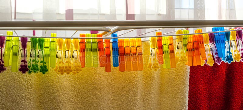Plastic Clothes Clips Laundry Hooks Stock Photo - Image of coat ...