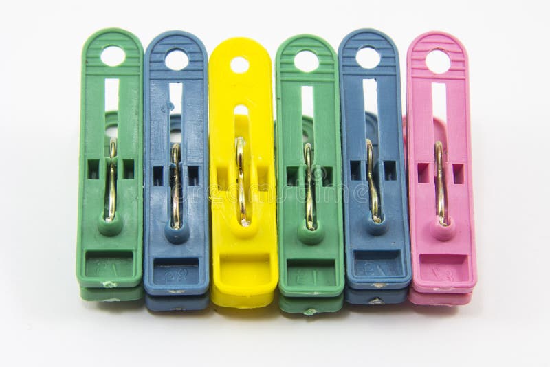 Plastic Clothes Pegs Isolated on White Background Stock Photo - Image ...