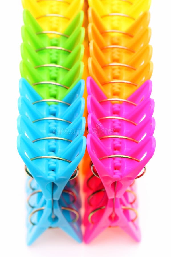 Colorful Plastic Clothespin Stock Photo - Image of household, clothing ...