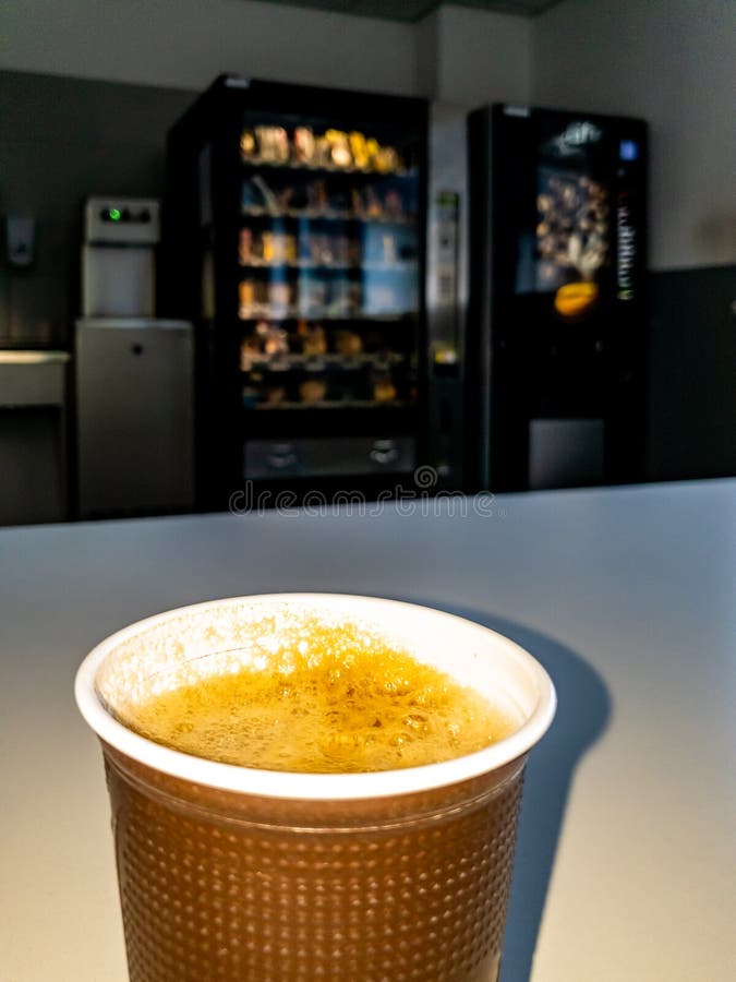 Plastic Coffee Cup of Vending Machine Standing on Table Stock Image ...