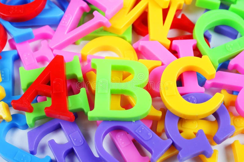 Plastic Colorful Letters, English Alphabet on a White Background ...