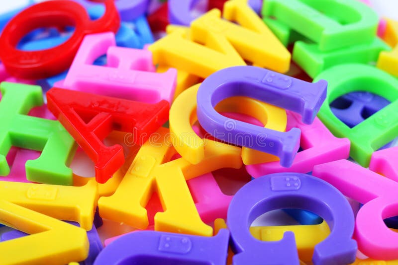 Plastic Colorful Letters, English Alphabet on a White Background ...
