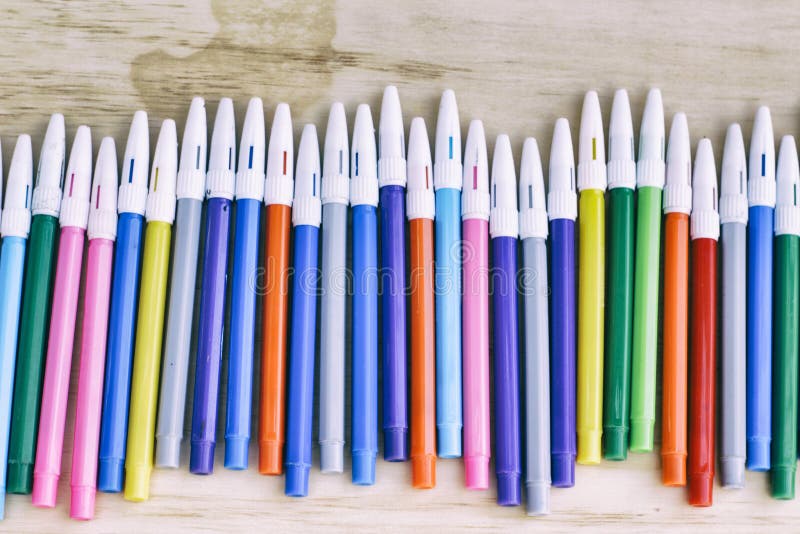 Plastic colorful markers stock image. Image of markers - 68725401
