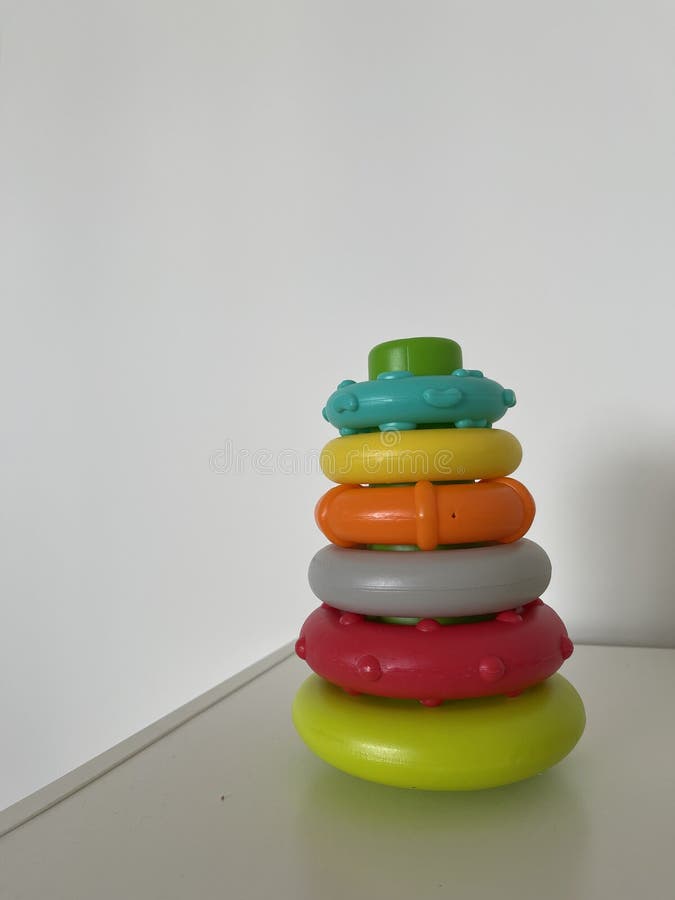 Plastic Colorful Stacking Rings Toy Stock Image - Image of development ...