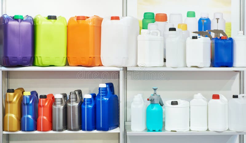 Plastic Containers for Liquid in Store Stock Image - Image of fuel ...