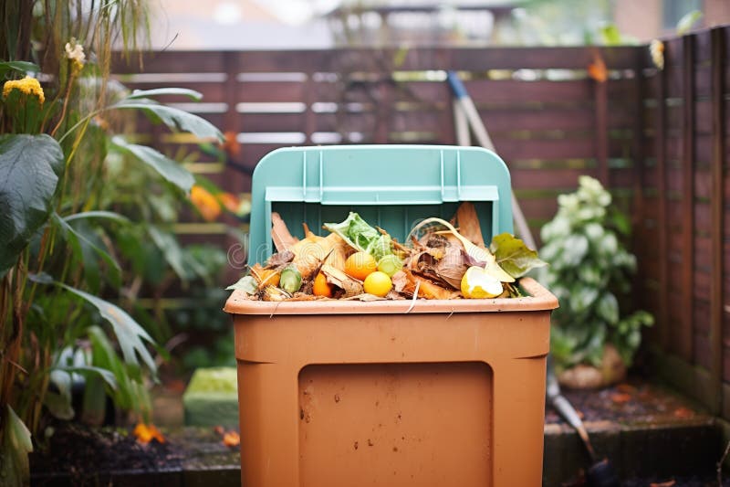 Plastic Compost Bin Containing Brown and Green Waste Stock Photo ...