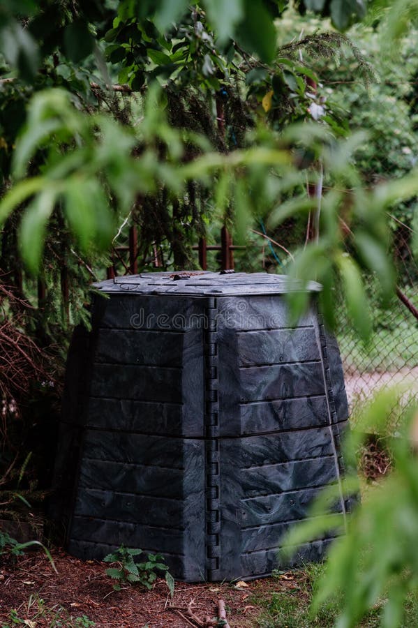 Plastic Compost Box in Garden. Concept of Waste Separation, Reusing of ...
