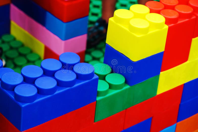Plastic Construction Set from Multi-colored Parts. Close-up Stock Image ...