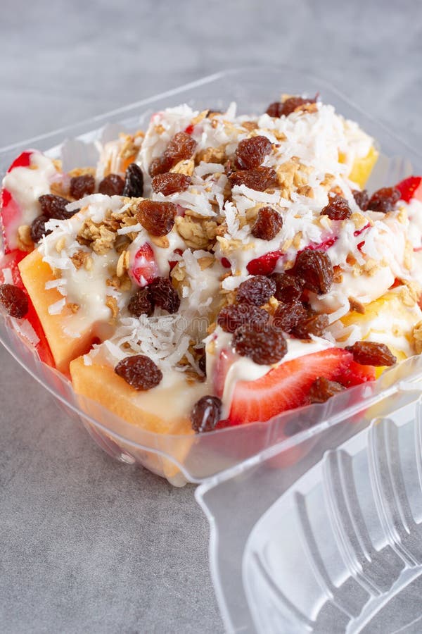 Plastic Container of Bionico, Mexican Fruit Salad Stock Image - Image ...