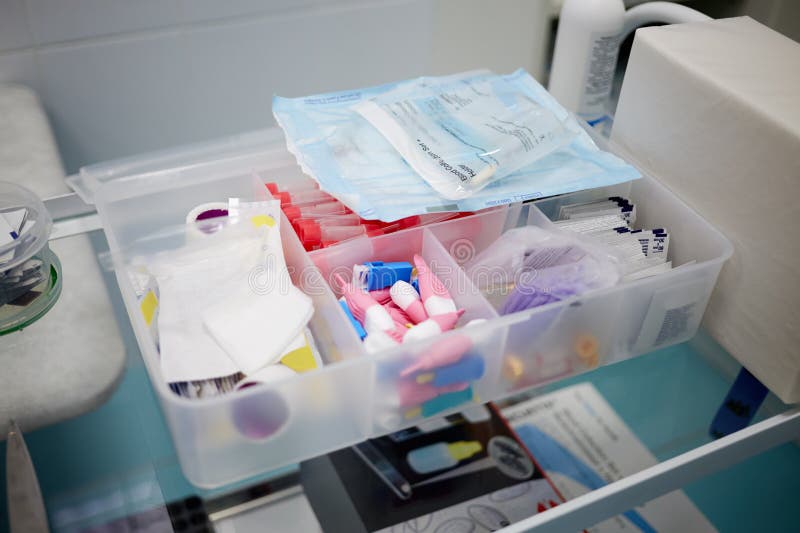 Plastic Container with Blood Collection Sets and Stock Image - Image of ...