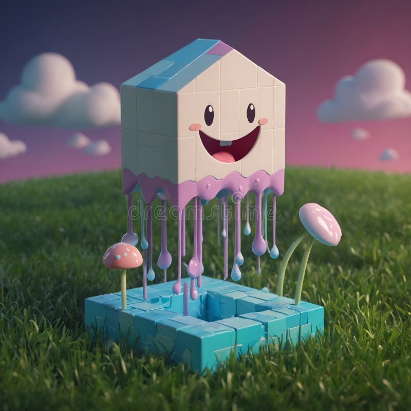 A Plastic Container with Blue and White Bubbles and a Smiley Whimsical ...