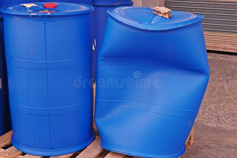 Plastic Container, Damage Drum from Transpotation Management Stock ...