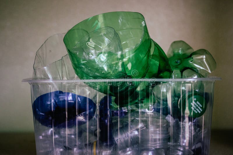 A Plastic Container Filled with Discarded Recycled Plastic Bottles ...