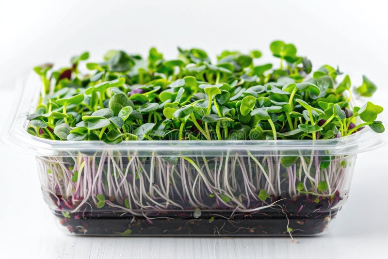 Plastic Container Filled with Fresh, Vibrant Microgreens Stock Image ...