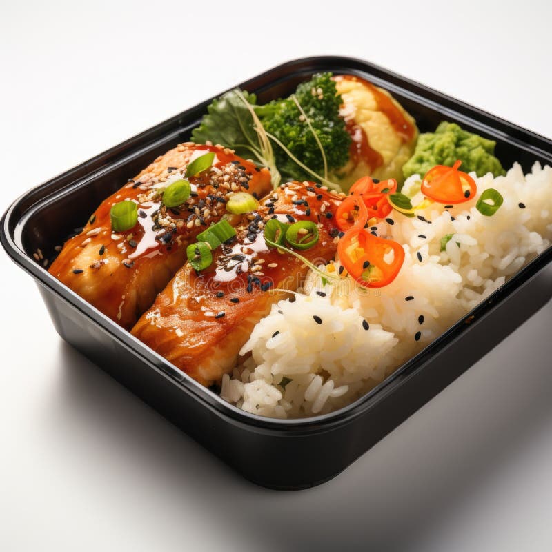 A Plastic Container Filled with Rice and Vegetables. Stock Image ...