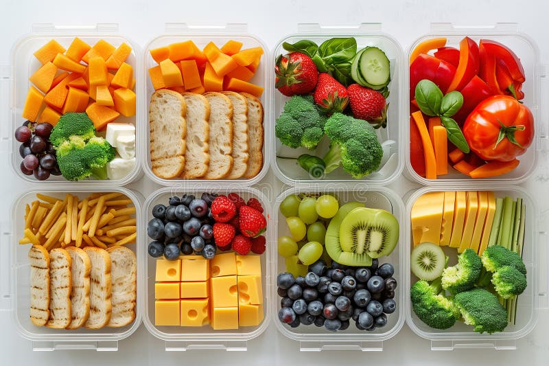 Plastic Container Filled with Various Types of Food Stock Image - Image ...