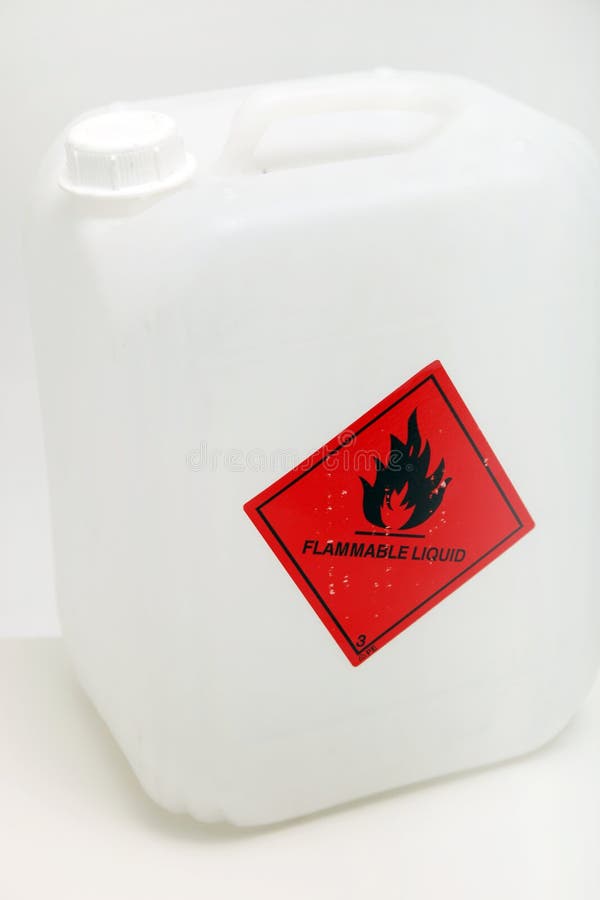 Plastic Container with Flammble Label Stock Image - Image of ...