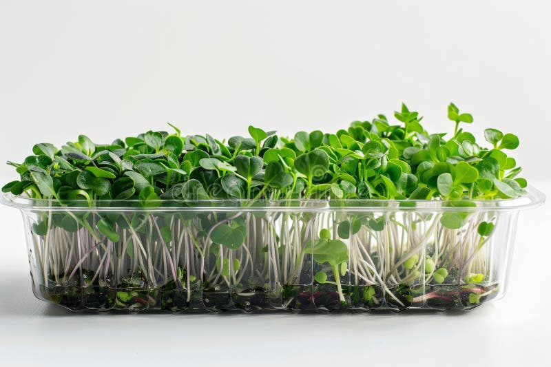 Plastic Container Holds Green Sprouts on a Table Stock Image - Image of ...