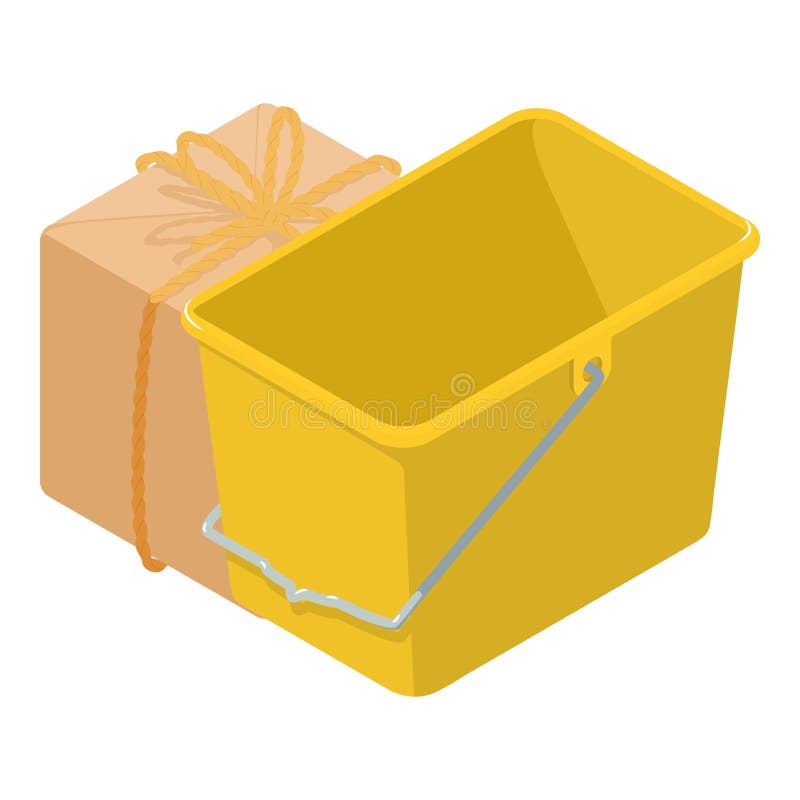 Plastic Container Icon Isometric Vector. Empty Yellow Plastic Bucket ...