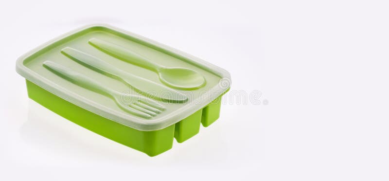 Plastic Container with Lid To Store Cutlery Stock Image - Image of ...