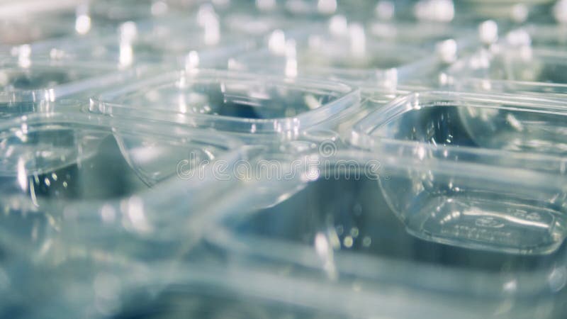 Plastic Container Manufacturing Line. Close Up Stock Video - Video of ...