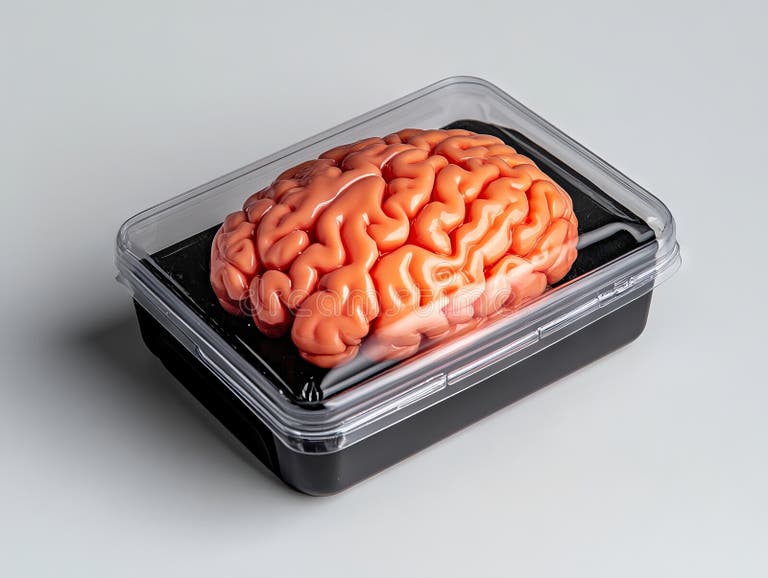 A Plastic Container with a Model of a Human Brain in it Stock Photo ...