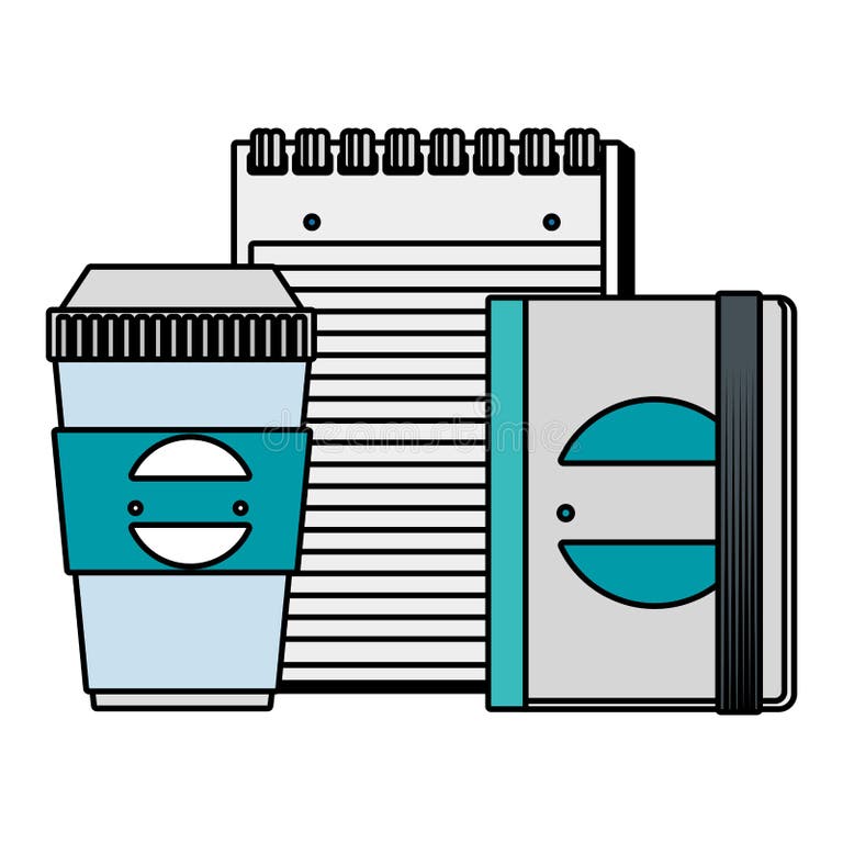 Plastic Container and Notepad and Book with Company Emblem Stock ...