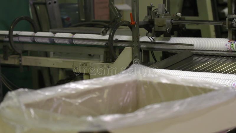 Worker at a Plastic Packaging Factory Stock Footage - Video of conveyor ...