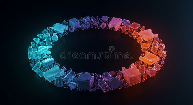 Plastic Container Recycling Loop Blue To Orange Gradient Stock ...