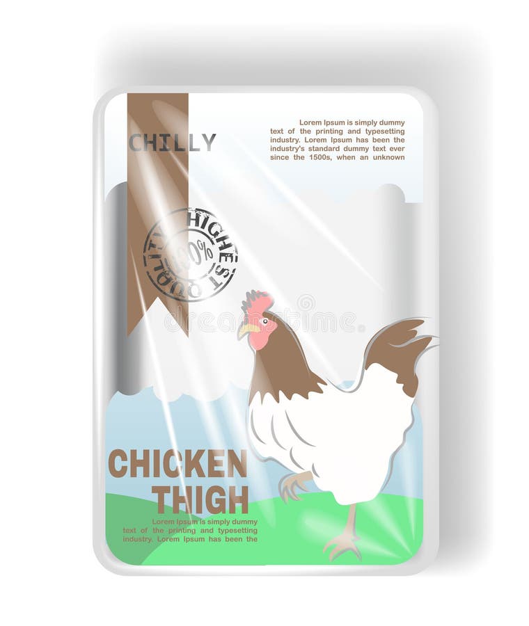 Plastic Container Tray with Cellophane Cover. Chicken Meat Stock Vector ...