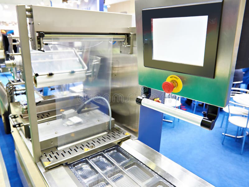 Plastic Containers on Conveyor at Food Factory for Packing Stock Image ...