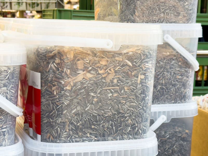Plastic Containers Filled with Nutrient-rich Sunflower Seeds at a ...