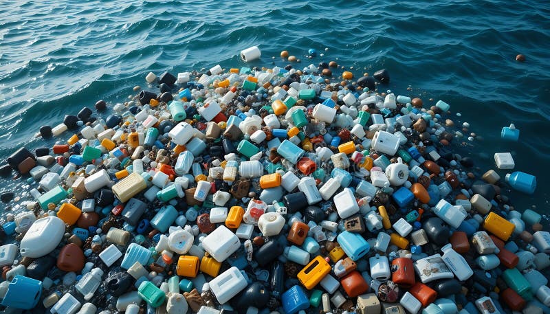 Plastic Containers Floating in the Ocean Illustrating Pollution Problem ...