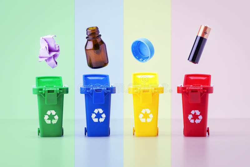 Plastic Containers for Garbage of Different Types. Stock Photo - Image ...