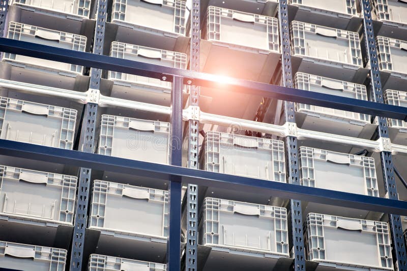 Plastic Containers on the Modern Warehouse for Piece Small Storage of ...