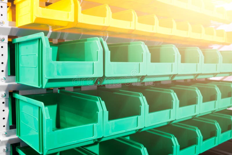 Plastic Containers on the Modern Warehouse for Piece Small Storage of ...
