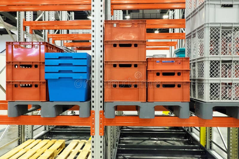 Plastic Containers on the Shelves Stock Image - Image of group, work ...