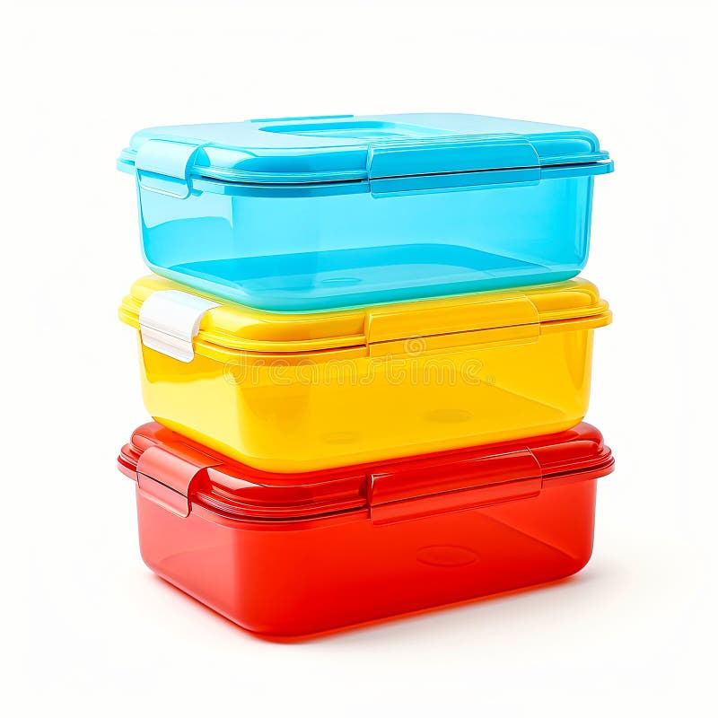 Plastic Containers Stacked on Top of Each Other Stock Photo - Image of ...