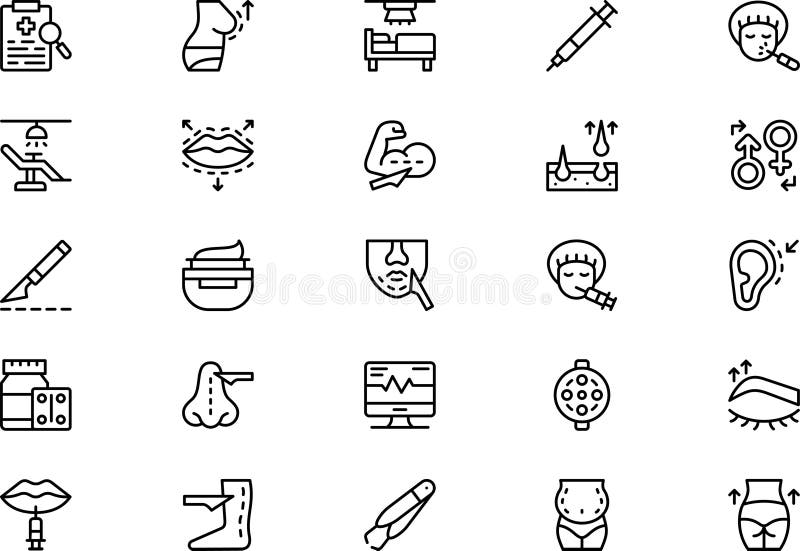 Plastic and Cosmetic Surgery Icons Collection is a Vector Illustration ...