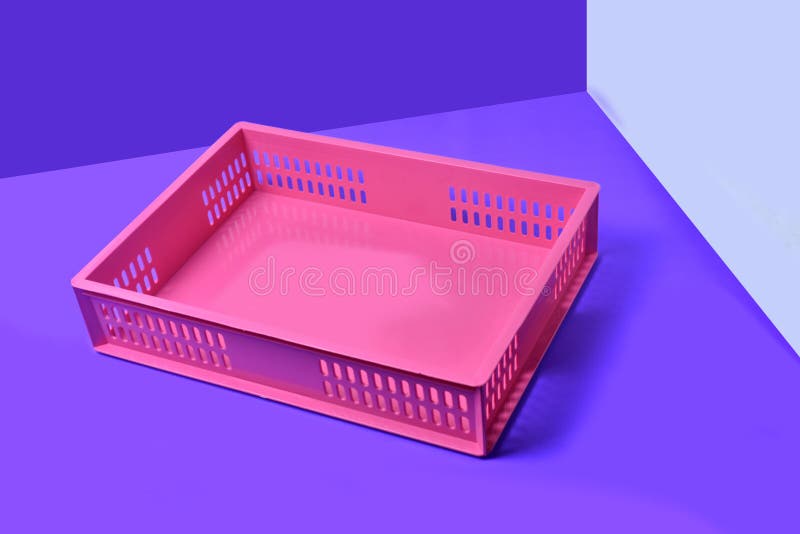 Plastic Crate, Empty, Ready To Put Things or Ideas, Pink, Placed in a ...