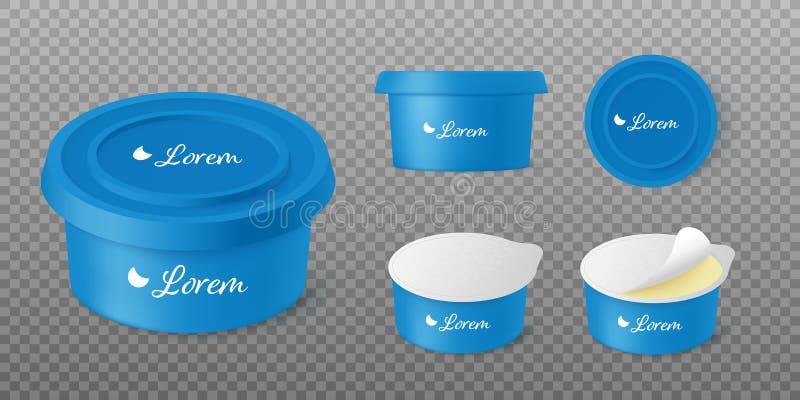 Plastic Cream Cheese Container from Different Angles, 3d Vector ...