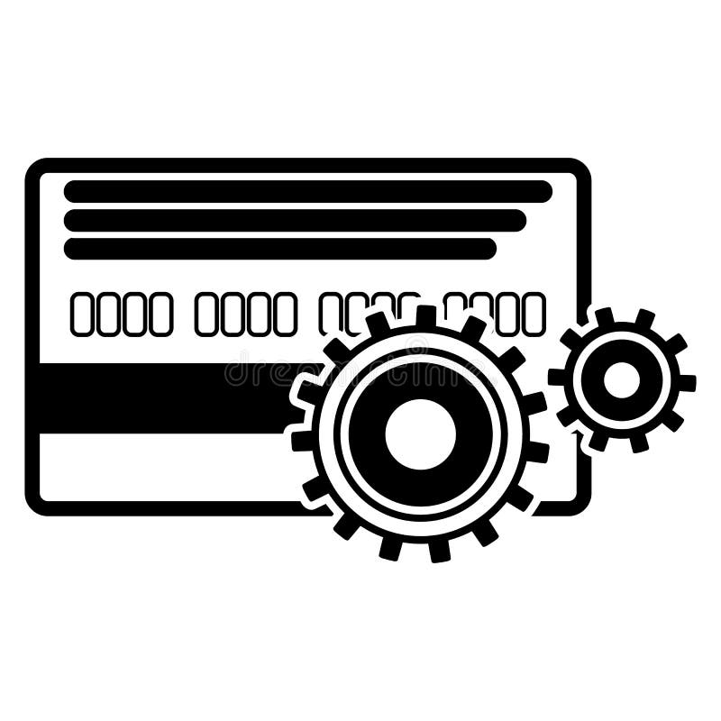 A Plastic Credit Card Icon with Gears Icon Stock Illustration ...