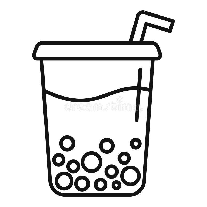 Plastic Cup of Bubble Tea with Tapioca Pearls and Straw Representing ...