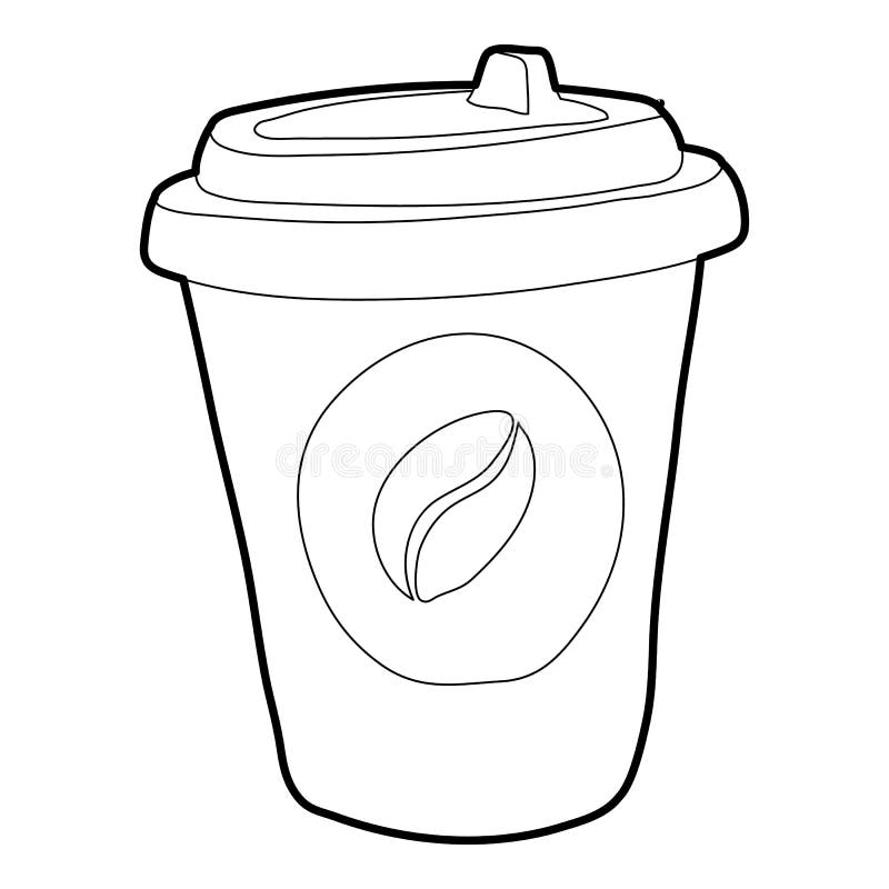 Plastic Cup Of Coffee Icon Outline Style Stock Vector Illustration