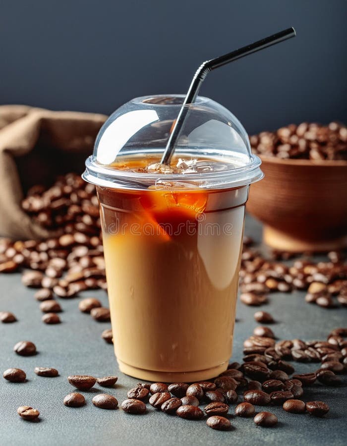 Plastic Cup with Cold Coffee Stock Photo - Image of plastic, shop ...