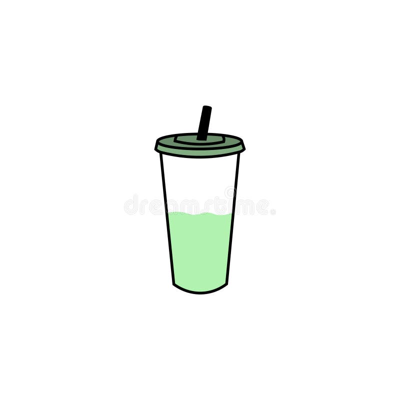 Plastic Cup Icon. Green Drink Vector. Beverage Container Shape. Straw ...
