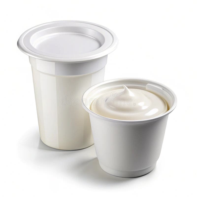 Plastic Cup with Open Cap and Yogurt Inside Stock Illustration ...