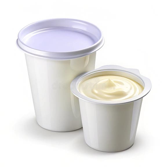 Plastic Cup with Open Cap and Yogurt Inside Stock Illustration ...